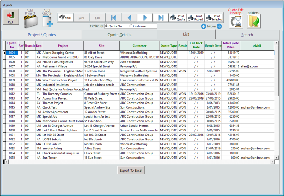 iQuote® Quotation Management and CRM » Scaffolding Software